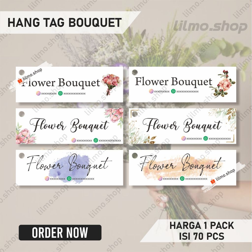 Jual (HARGA 1 PACK ISI 70 Pcs) Hang Tag Buket, Label Tag Buket, Hang ...