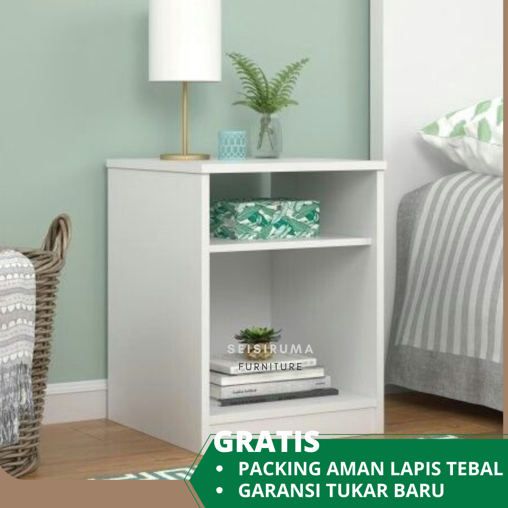 Jual Meja Nakas Minimalis Bedside Table Modern Full Putih Ambalan ...