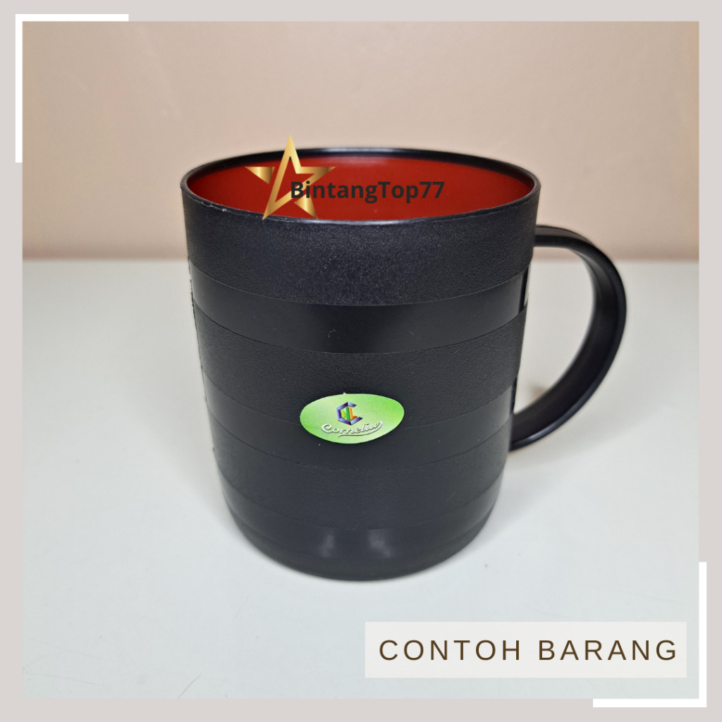 Jual Gelas Plastik Cornelius / Cangkir Hitam Merah Ramen (HARGA PER ...