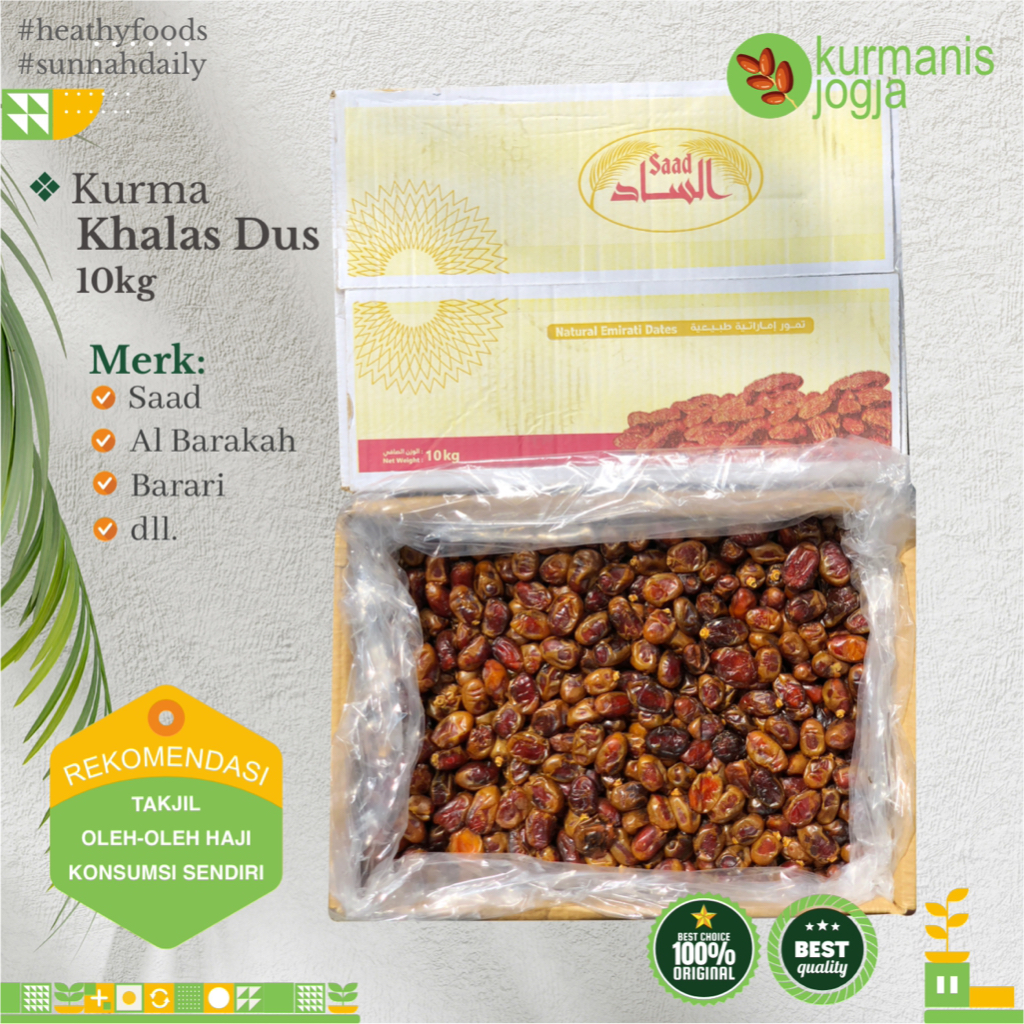 Jual Kurma khalas Al Saad Barakah Original Premium 10kg Dus Berkualitas ...