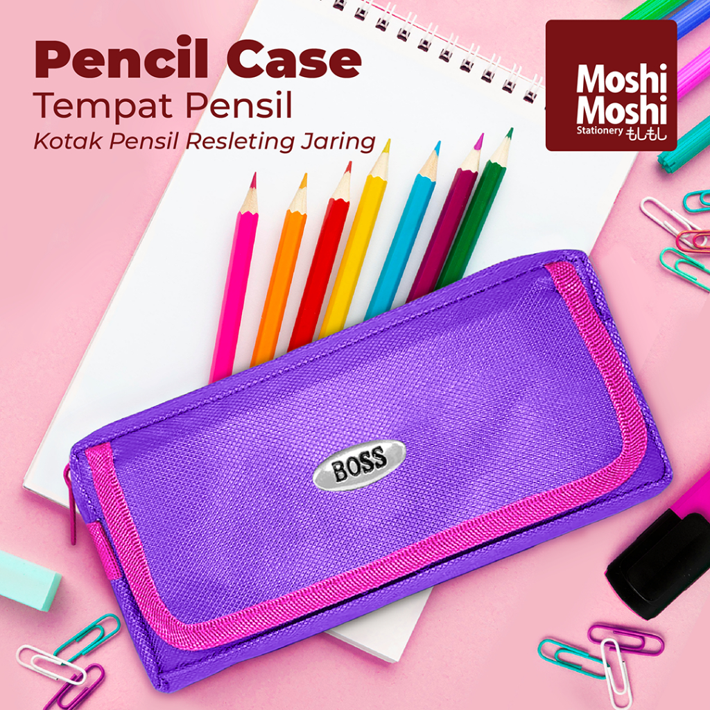 Jual Pencil Case Zipper Kotak Tempat Pensil Pena Jaring Kain Peralatan ...