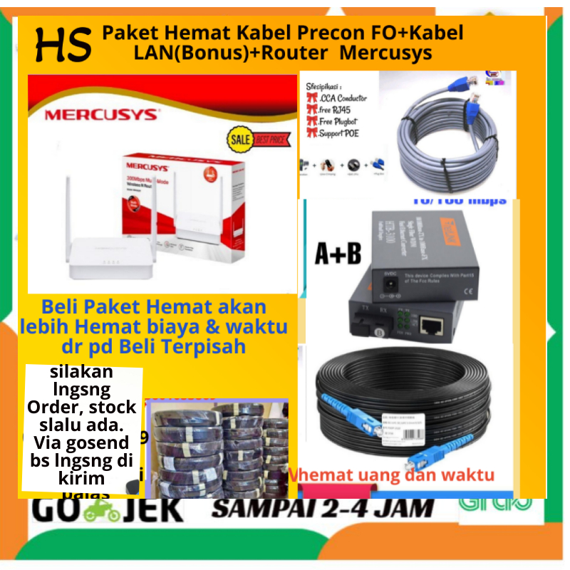 Jual Kabel Fiber Optik Precon 200 Meter Bundling HTB+Router Mercusys ...