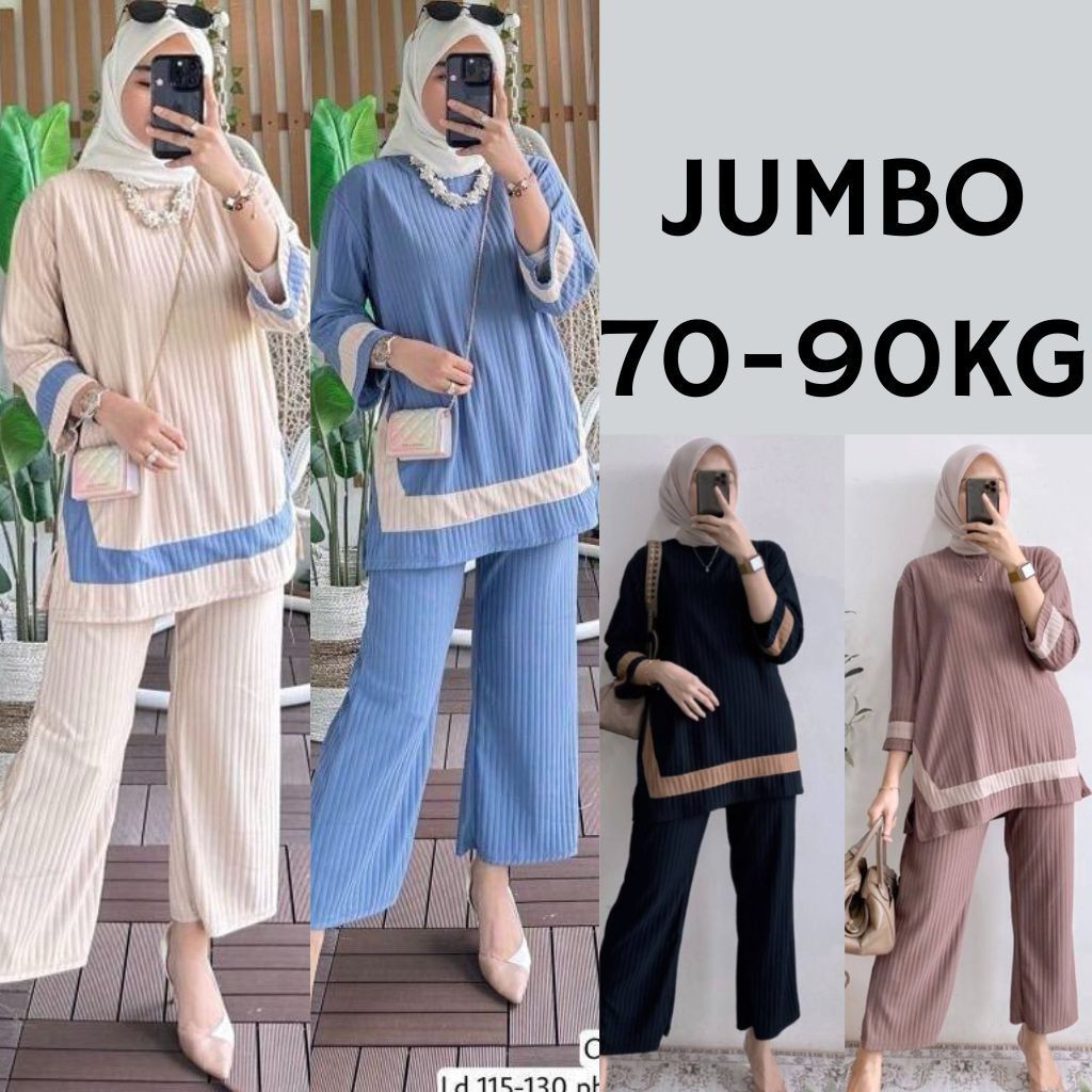 Jual New Amira Set JUMBO | Oneset Daily BIGSIZE | Setelan Knit Murah ...