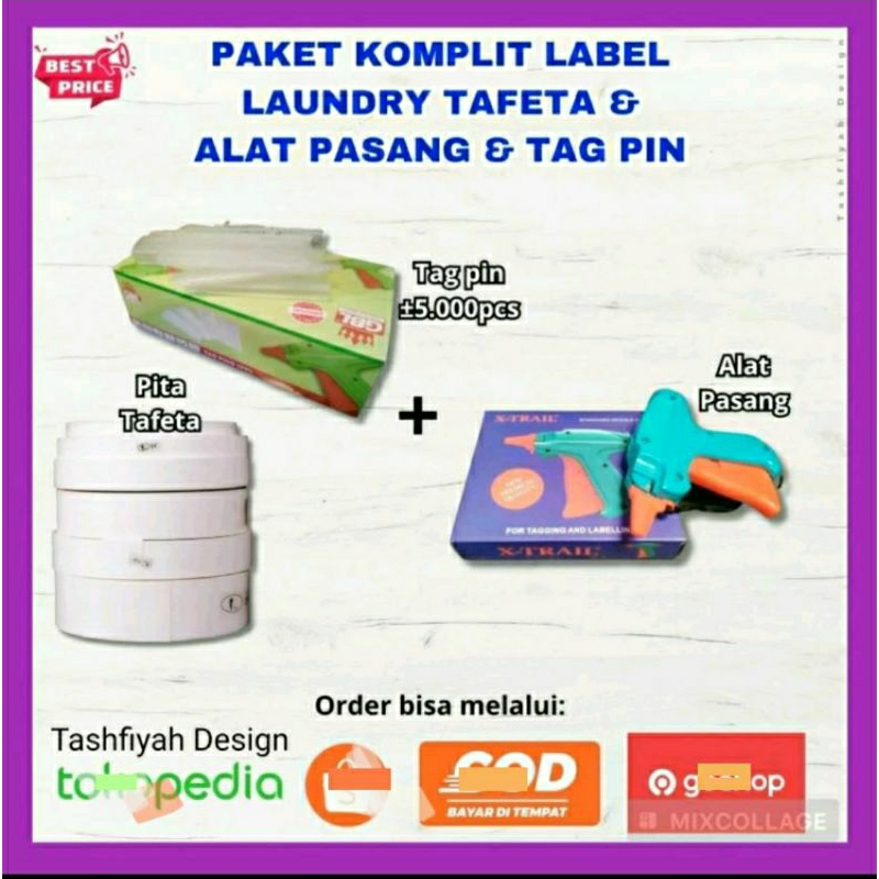 Jual Paket Lengkap Label Laundry tag gun tag pin pita label penanda ...