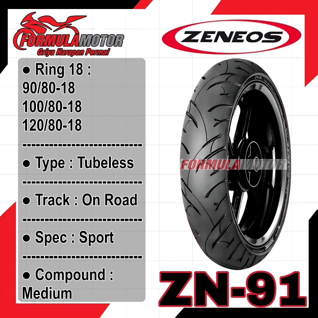 Jual Zeneos ZN-91 ZN91 Ring 18 Tubeless All Size - Ban Motor Tubles (90 ...