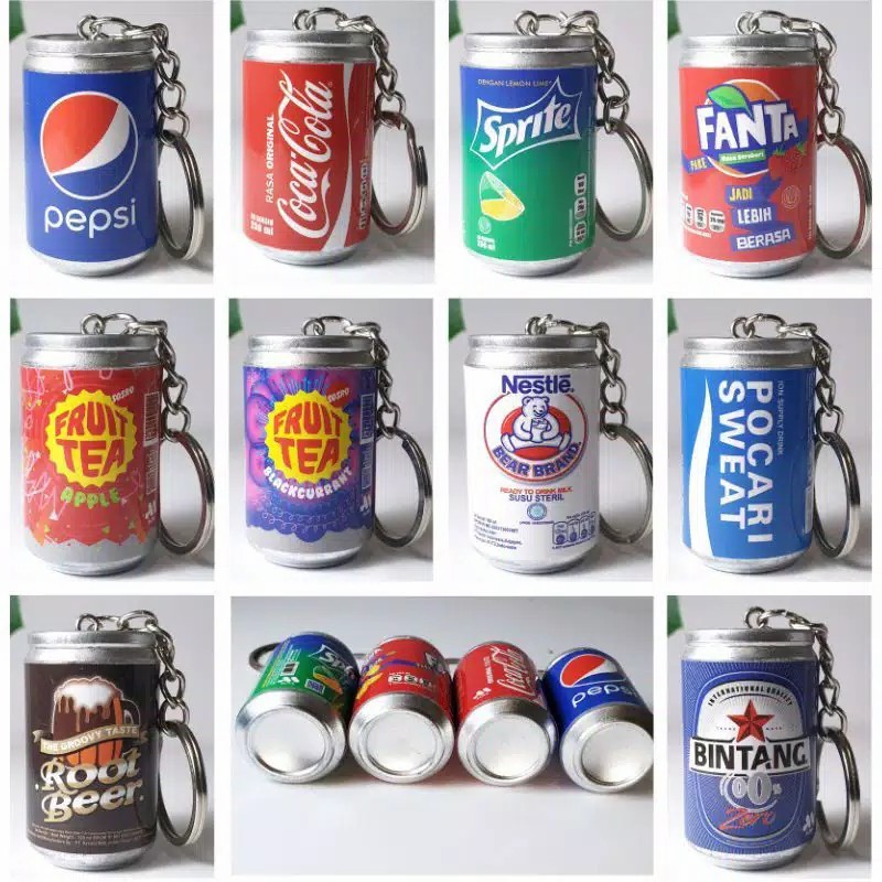 Jual GANTUNGAN KUNCI MINUMAN KALENG COCA COLA PEPSI FANTA POCARI SWEAT ...