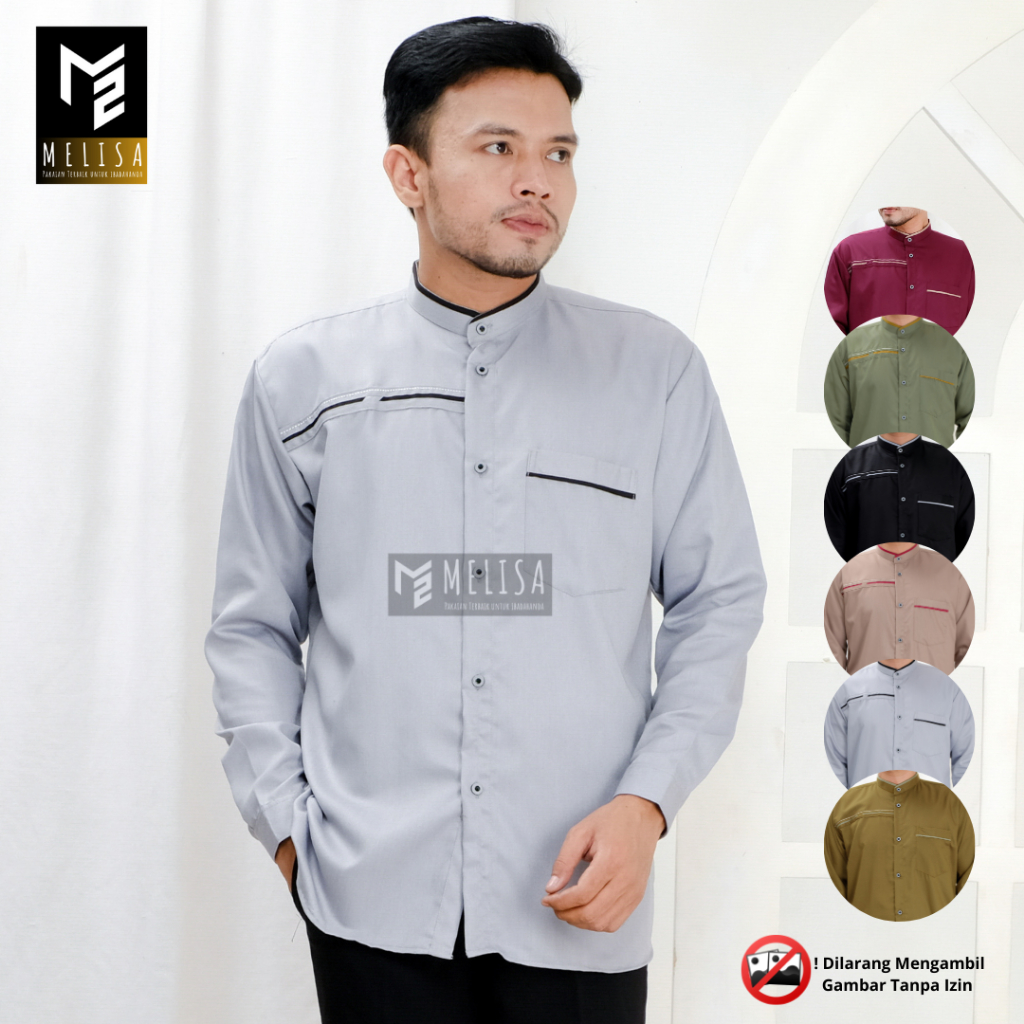 Jual Baju Koko Pria Dewasa Katun Toyobo Polos Lengan Panjang Manset ...