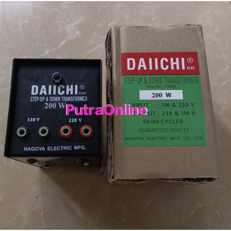 Jual Step Up & Down 200wat AC Merek DAIICHI / Step Up dan Down AC 200w ...