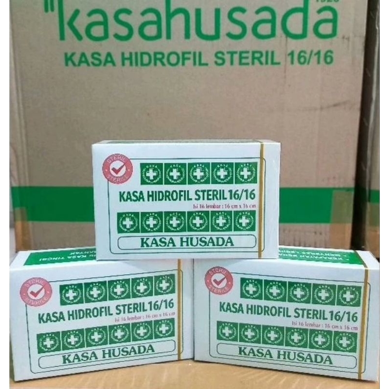 Jual Kasa Husada Kasa Hidrofil Steril 1 box isi 16 Pcs / 16x16cm ...