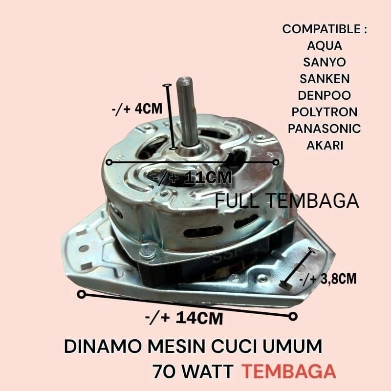 Jual DINAMO SPIN CU TEMBAGA UMUM 70W Motor Mesin Cuci Pengering as 10mm | Shopee Indonesia