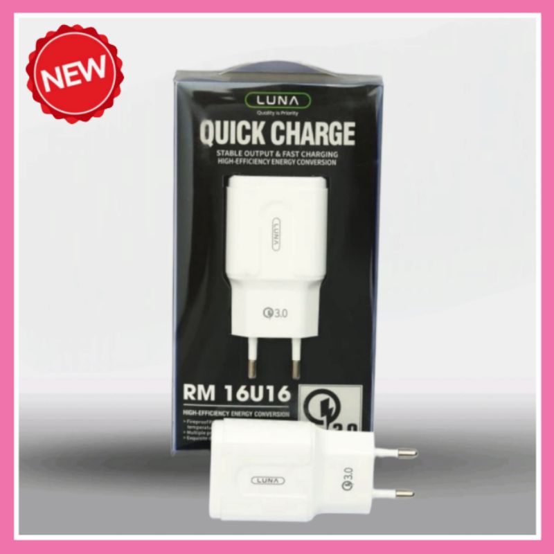 Jual Kepala Charger Luna RM16U16 Fast Charging Color White | Shopee ...