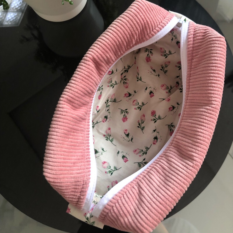 Jual Pink Corduroy Pouch by marsyanda.studio | pouch make up | pouch serbaguna | Shopee Indonesia
