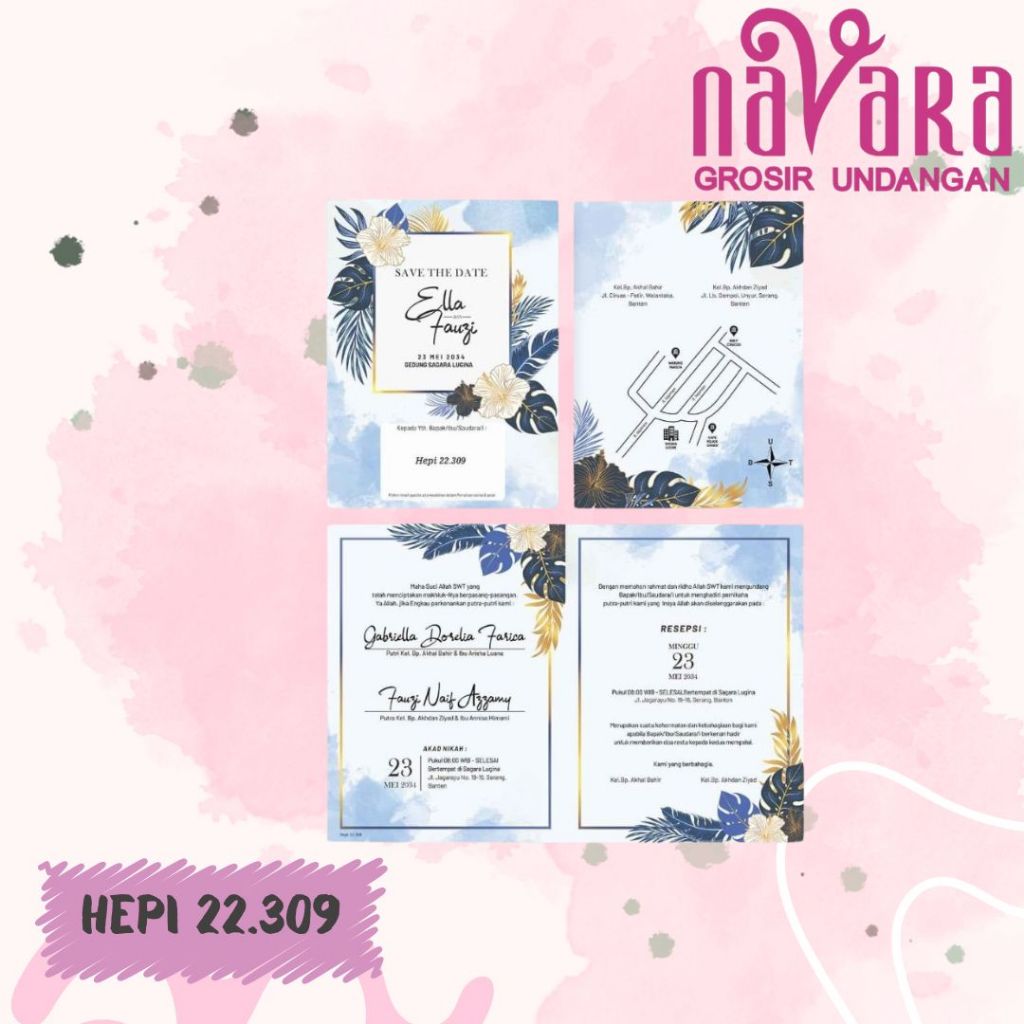Jual Blangko undangan atau kertas undangan pernikahan merek Hepi 22.309 dengan bahan kertas BC ...