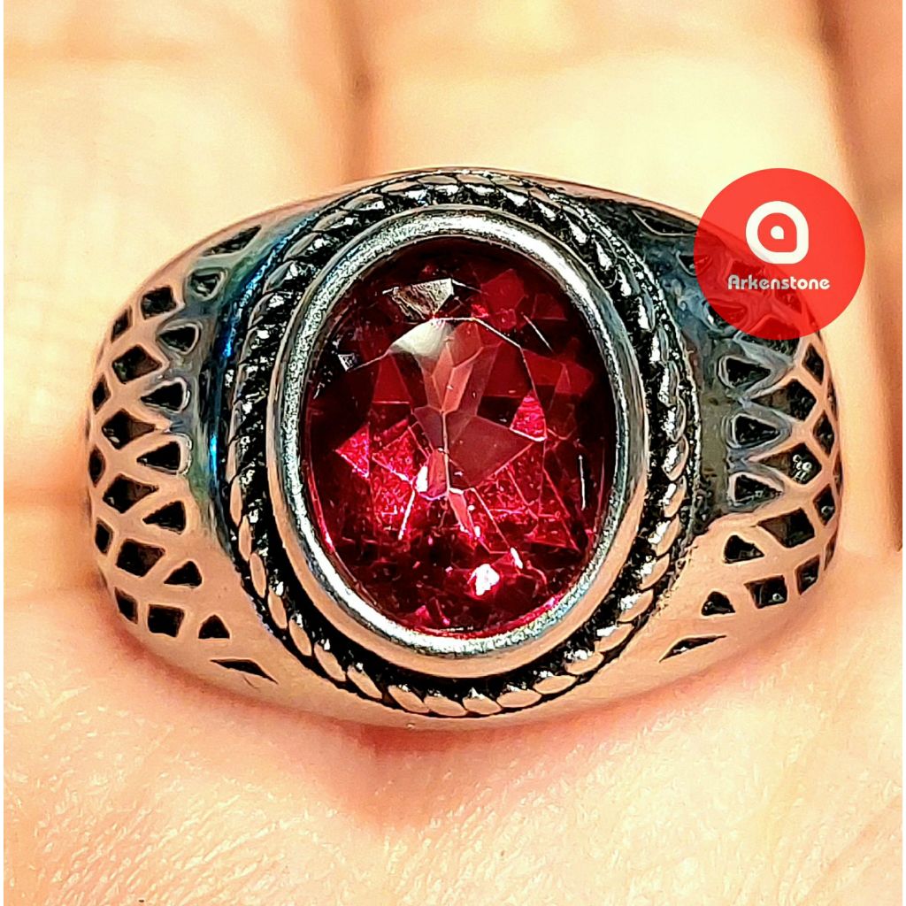 Jual Cincin Tanam Permata Red Topaz Coating Natural | Shopee Indonesia