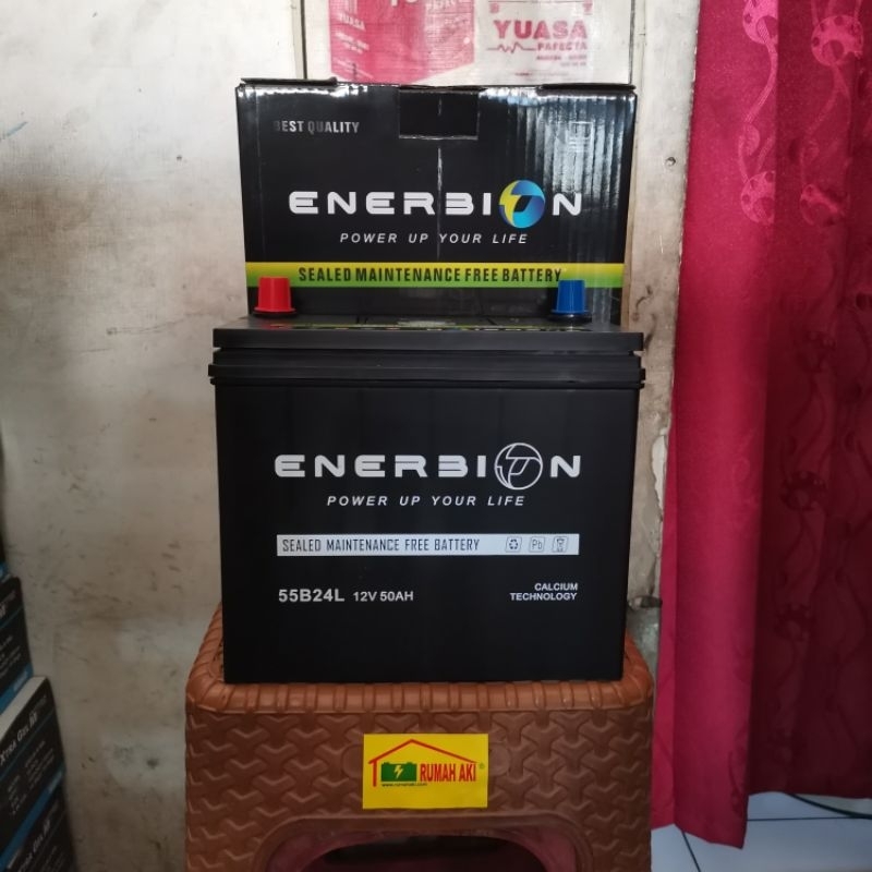 Jual Aki Mobil ENERBION (55B24L/NS60L 12V 50Ah) Laser Series, Travera, March | Shopee Indonesia