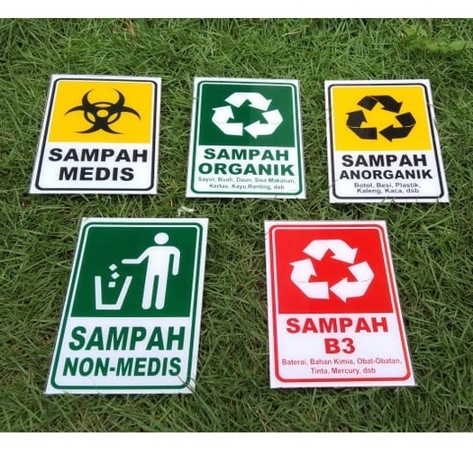 Jual Label Stiker Penanda Tempat Jenis Sampah, Akrilik Penanda Tempat ...