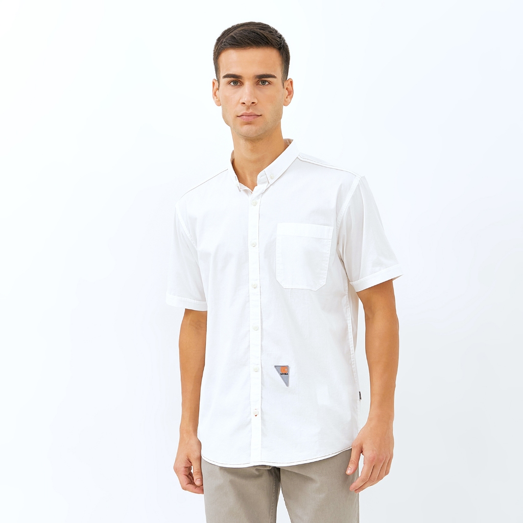 Jual Emba Denim - Stevan Two Kemeja Pria Polos Lengan Pendek Regular Fit | Shopee Indonesia