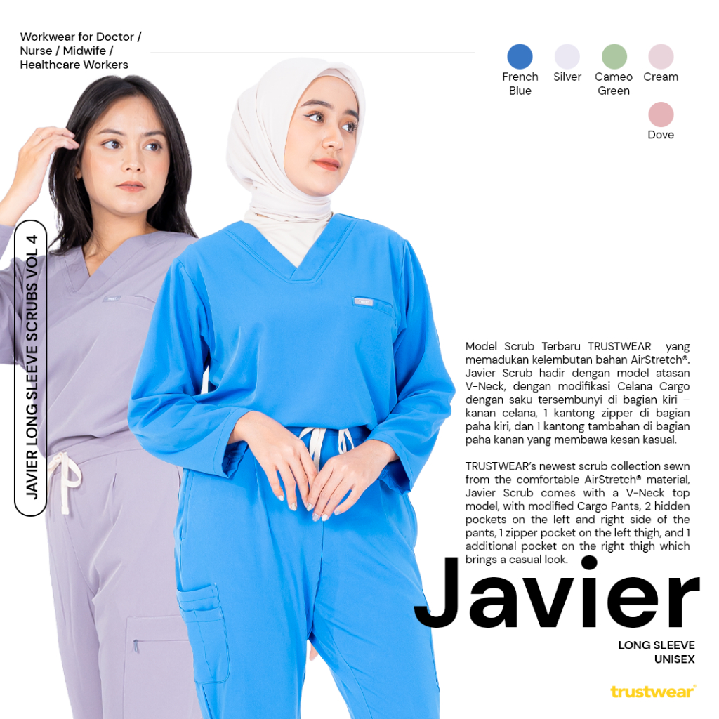 Jual [Scrubs Javier] Doctor`s Scrub/Set Baju Celana Jaga OKA OK Perawat ...