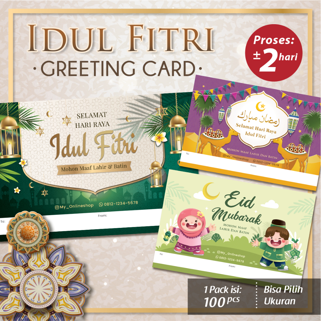 Jual [Isi 100] Greeting Card Idul Fitri/ Kartu Lebaran/ Kartu Ucapan ...