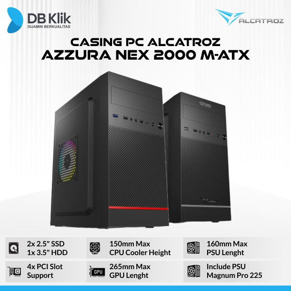 Jual Casing Pc Alcatroz Azzura Nex 2000 m-Atx with Psu Magnum 225 ...
