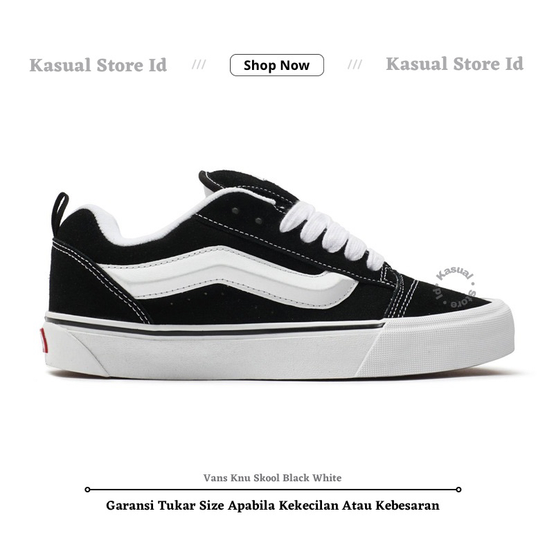 Jual Vans Knu Skool Black White | Shopee Indonesia