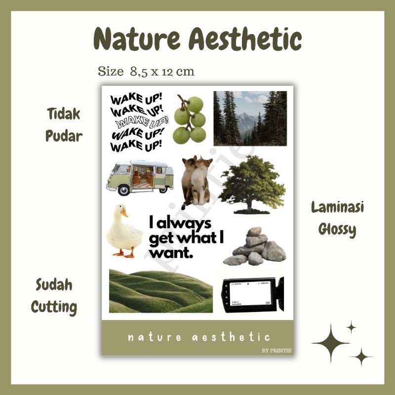 Jual [1 lbr] kisscut stiker sheet deco aesthetic tema nature | Shopee ...