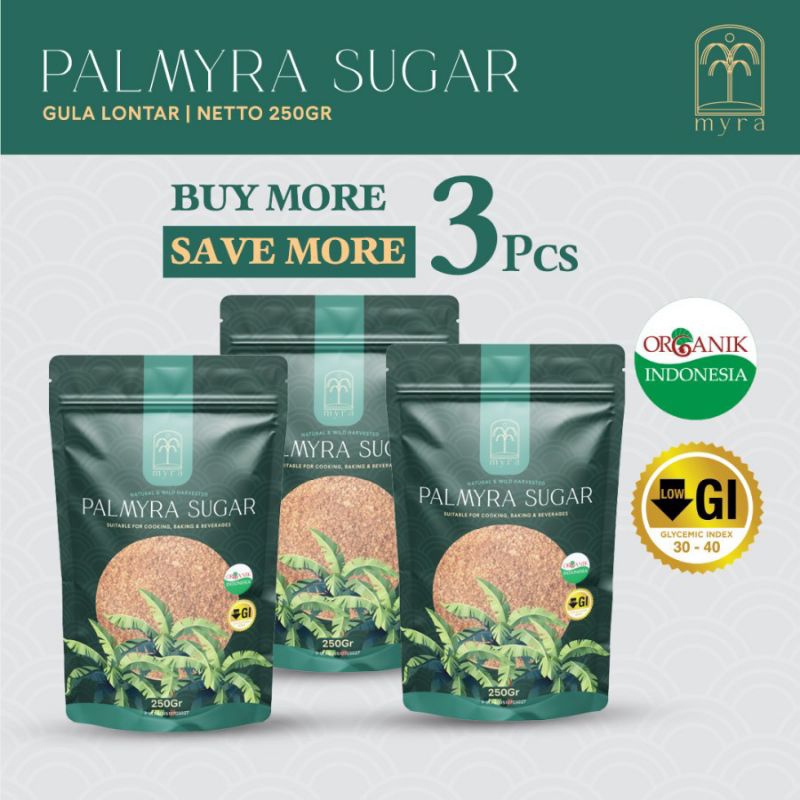 Jual Myra Palmyra Palm Sugar - Myra Gula Lontar 250grX3pcs(750gr) | Shopee Indonesia