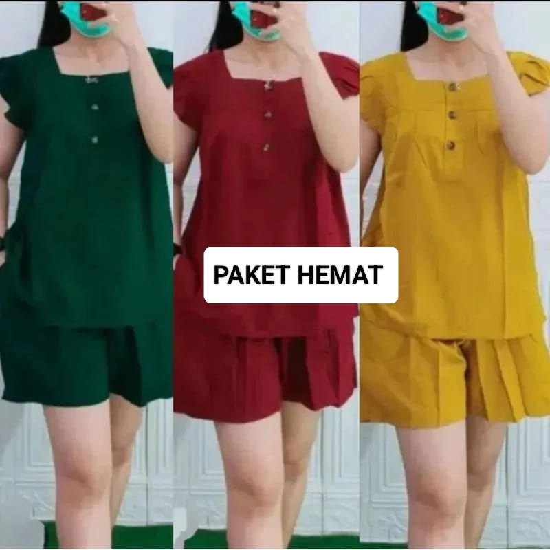 Jual Setelan Bangkok Wanita Hotpen Celana Pendek Rayon Premium / One Set Wanita Kekinian ...