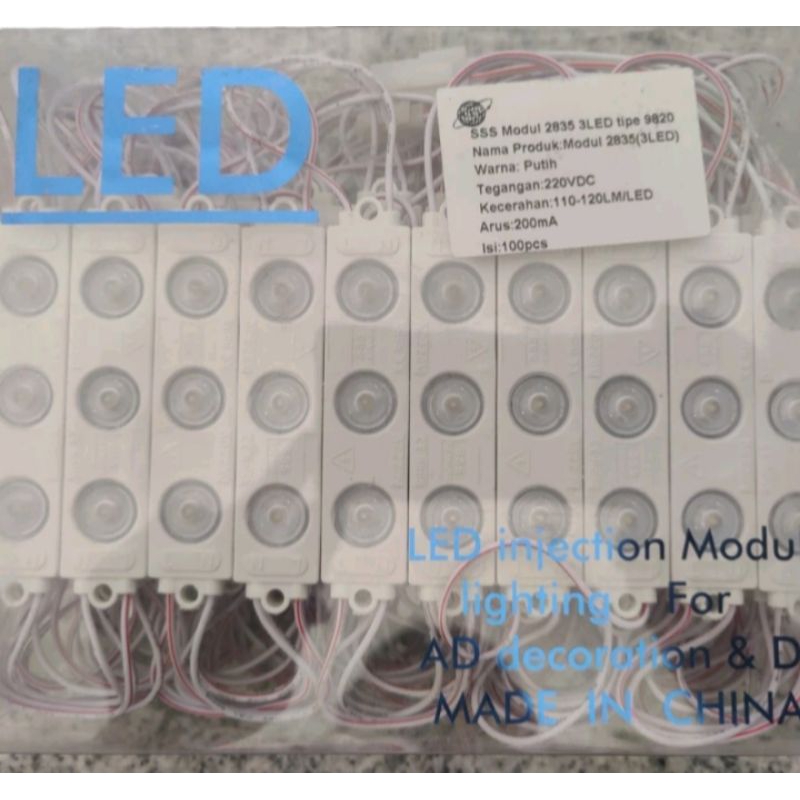 Jual Led Modul 3 Mata Samsung 9820 220v Putih 100 Pcs Shopee Indonesia