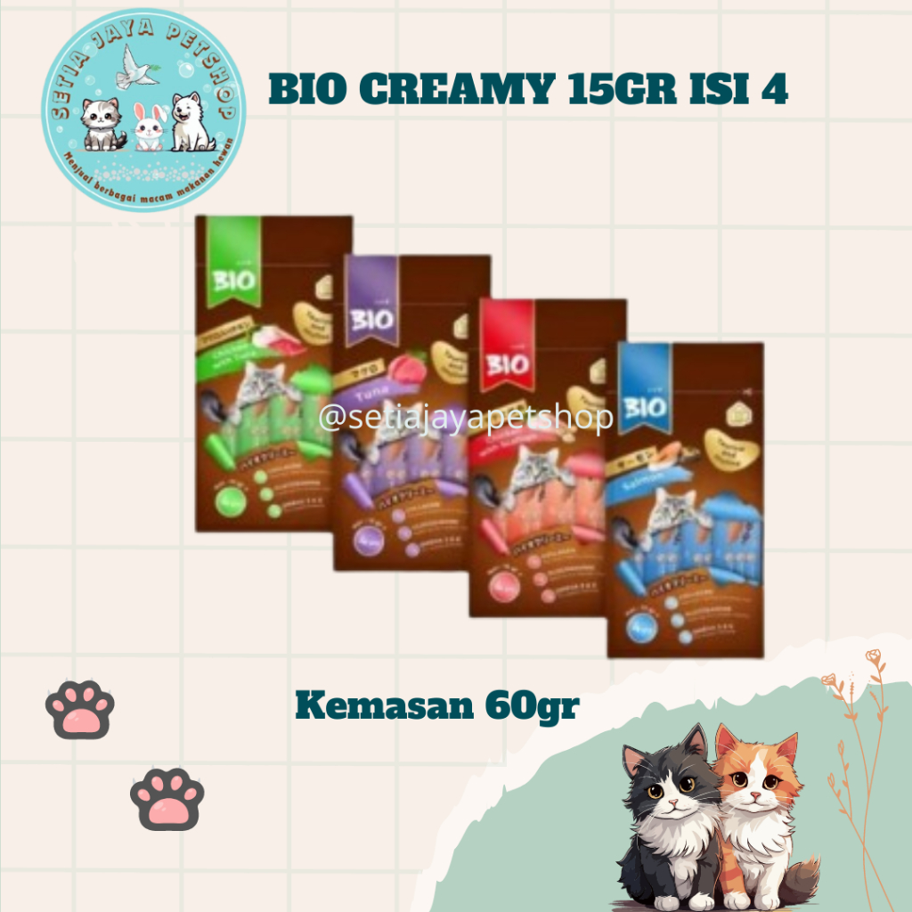 Jual Makanan Kucing - Bio Creamy Snack Treats For Cat 60gr (15gr x 4 ...
