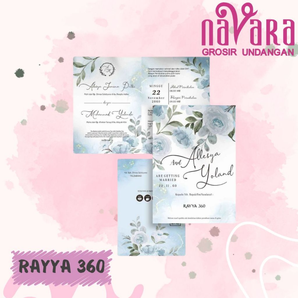 Jual Blangko undangan atau kertas undangan pernikahan merek RAYYA 360 dengan bahan kertas BC ...