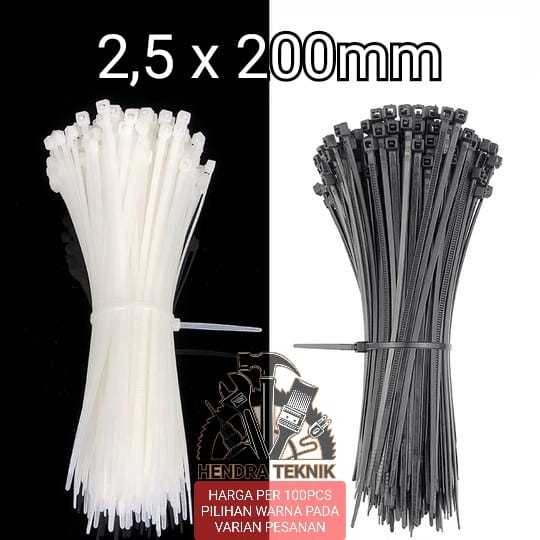 Jual CABLE TIES 200MM NYLON TALI PENGIKAT NILON KABEL TIS 20CM per 100pc HITAM PUTIH | Shopee ...