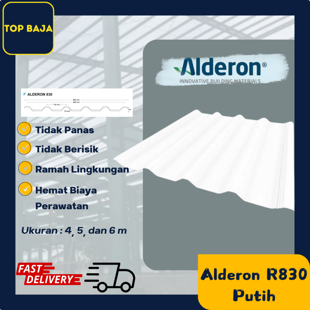 Jual Atap UPVC Alderon warna Putih R 830 Double Layer ketebalan 10 mm ...