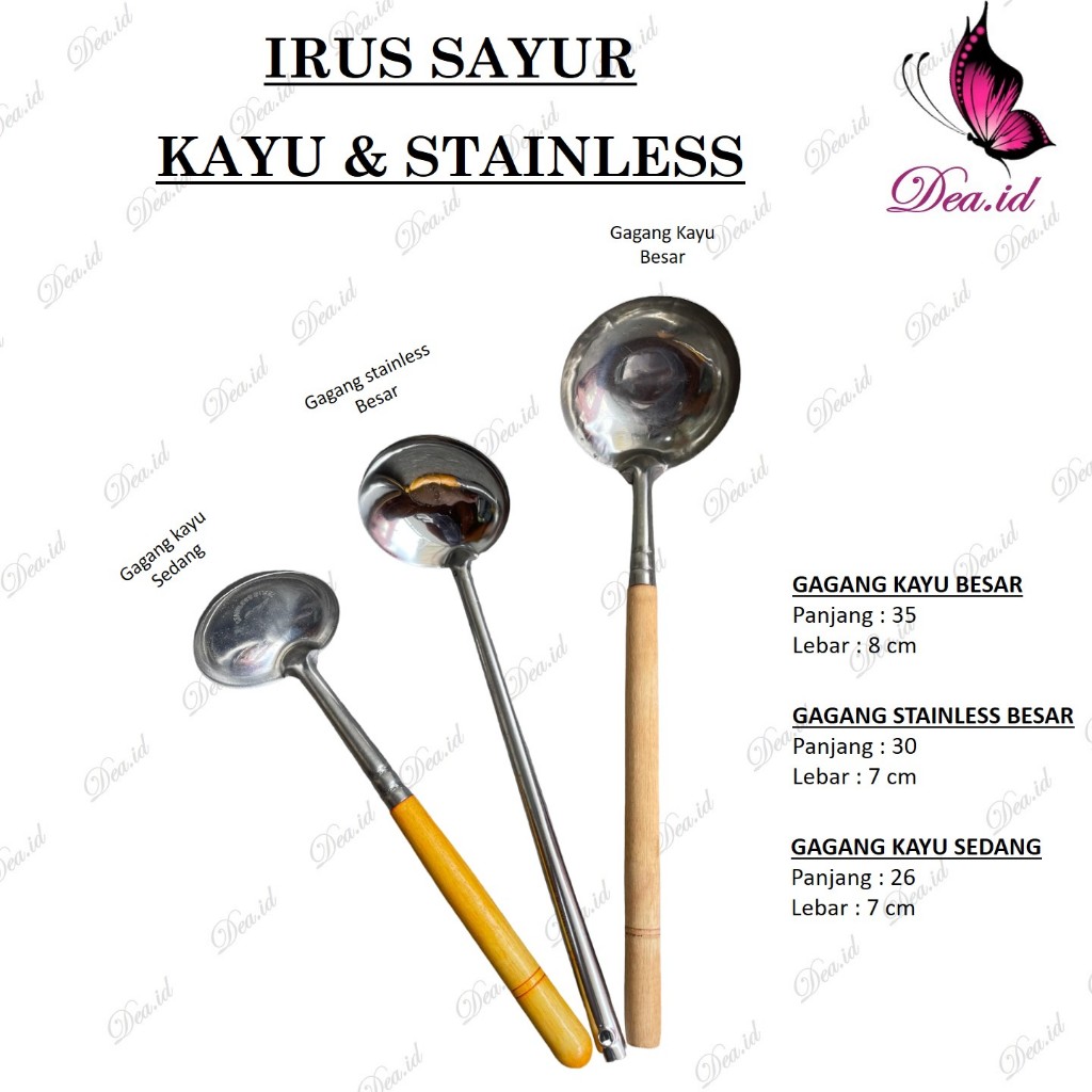 Jual [DEASHOP] IRUS SAYUR BESAR - CENTONG SAYUR GAGANG KAYU / STAINLESS ...