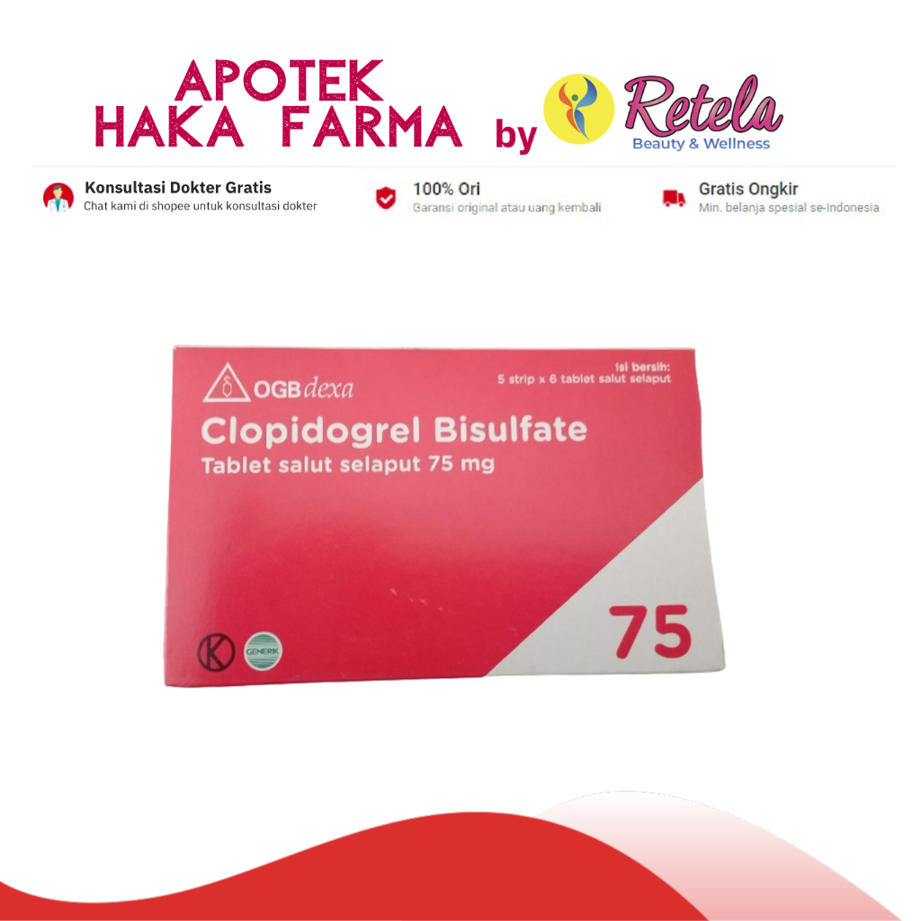 Jual CLOPIDOGREL 75MG 1 STRIP 6 TABLET | Shopee Indonesia