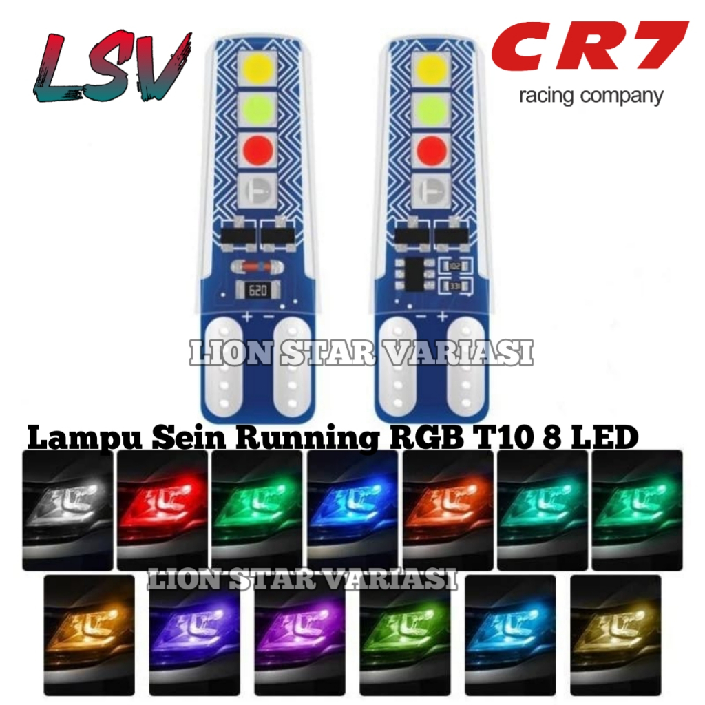 Jual LAMPU SEIN SENJA LED T10 4 WARNA RUNNING 8 RGB SENJA SEIN FLASH ...