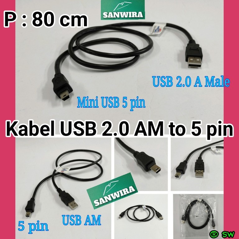 Jual Kabel USB 5 pin PANJANG: 80 cm / Kabel USB AM to 5p / Kabel USB 2. ...