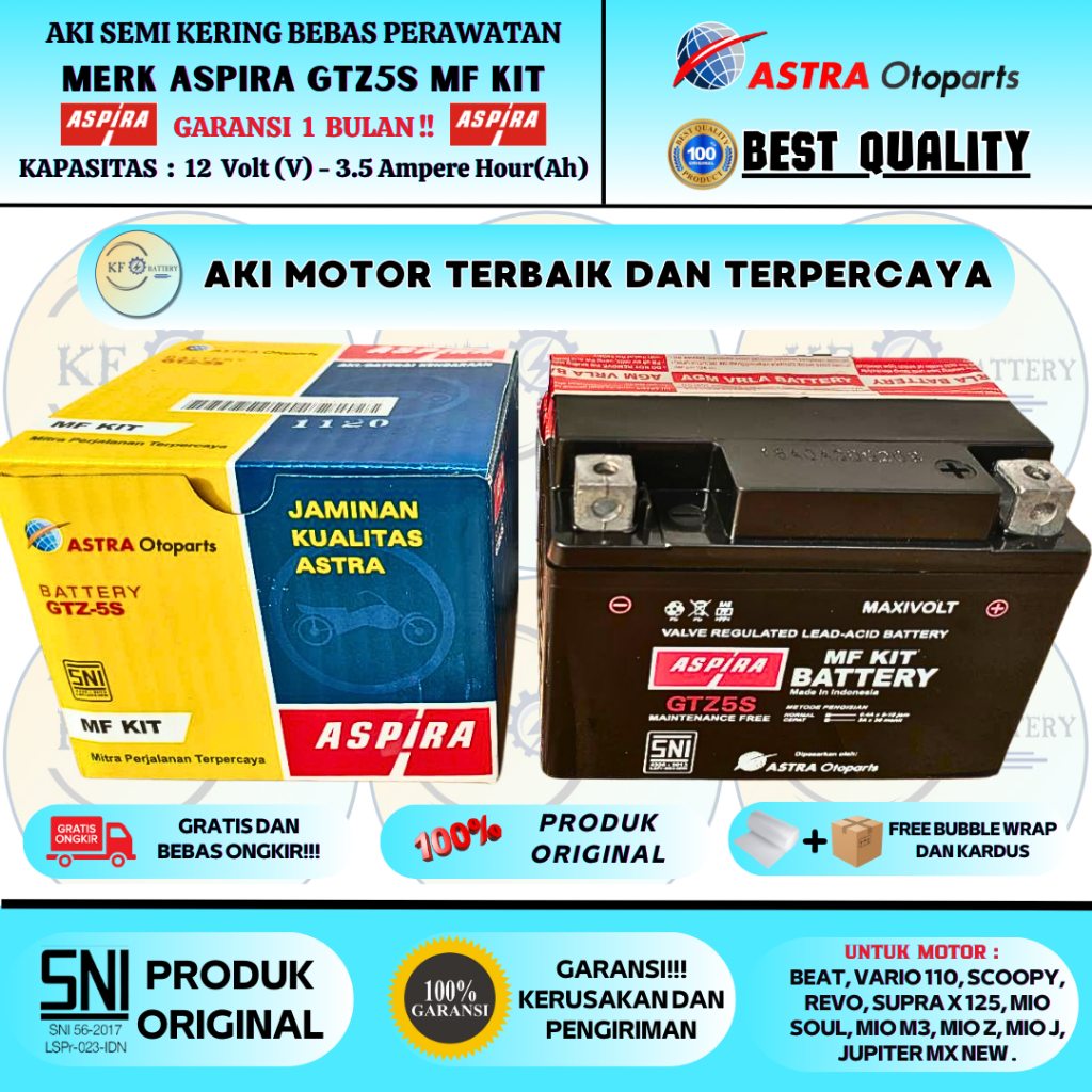 Jual AKI MOTOR BEAT, VARIO 110, SPACY, REVO, BLADE, VERZA GTZ5S ASPIRA ...