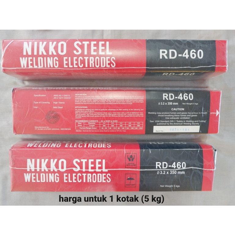 Jual Kawat Las RD-460 3.2mm E6013 NIKKO STEEL 6013 RD460 3,2mm | Shopee ...