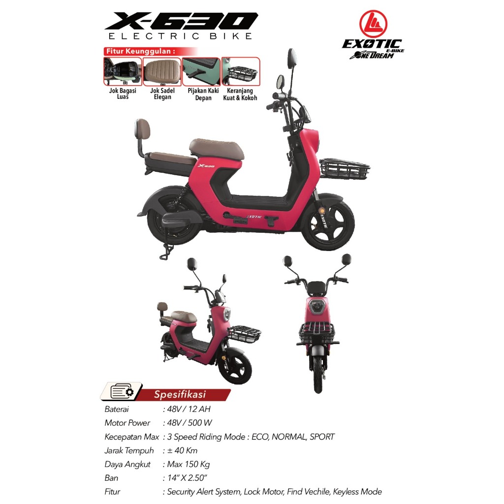 Jual SEPEDA LISTRIK ELECTRIC BIKE EXOTIC X630 GARANSI RESMI BY PACIFIC ...
