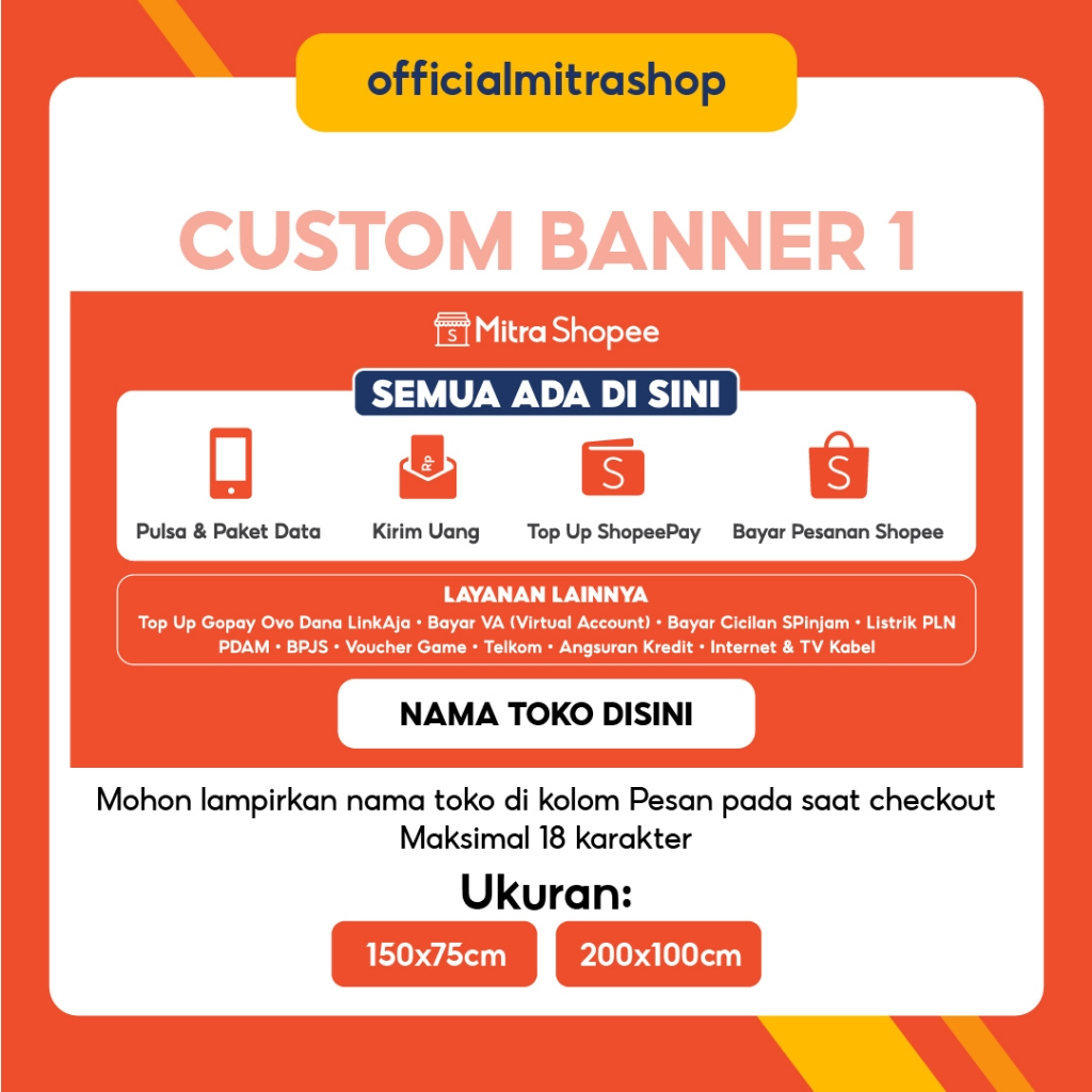 Jual [CUSTOM NAMA TOKO] Mitra Shopee - Banner Horizontal | Shopee Indonesia