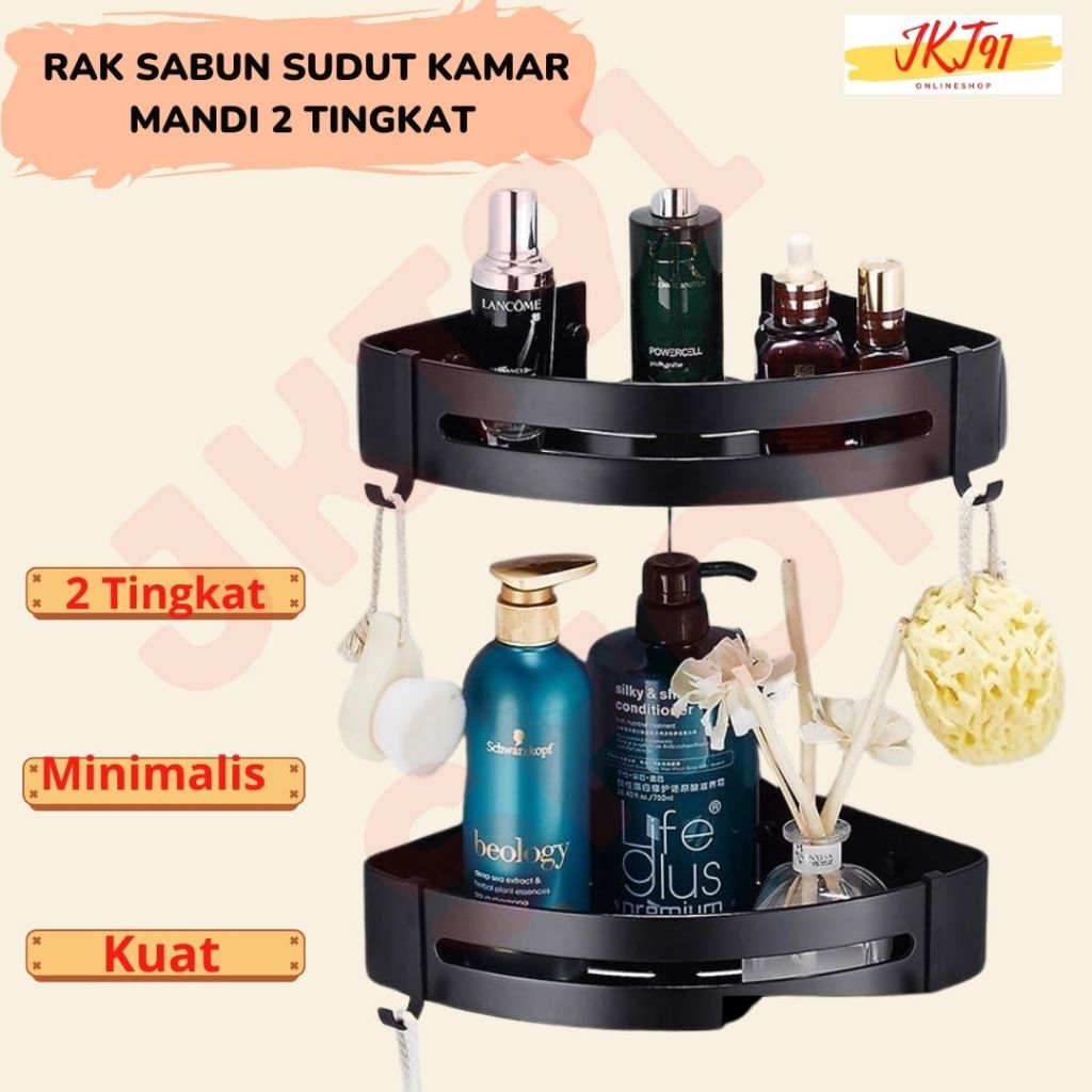 Jual Rak Sabun Shampo Sudut Tempel Kamar Mandi Stainless Hitam Anti ...