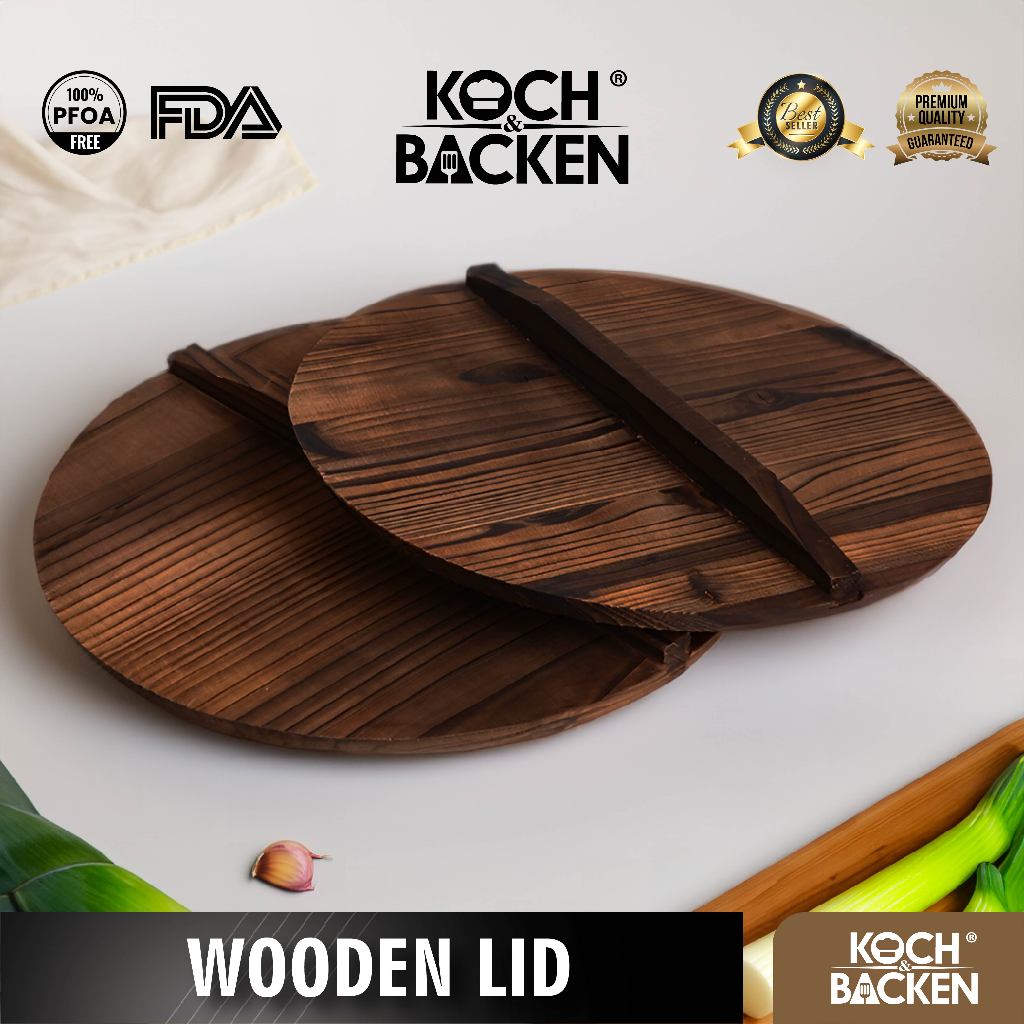 Jual KOCH&BACKEN Wooden Wok Pan Pot And Pan Lids - Tutup Wok/Wajan Kayu ...