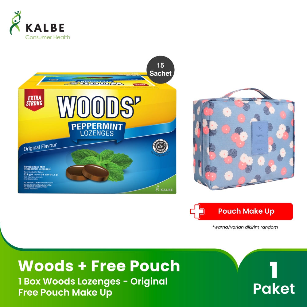 Jual 1 Box Woods Lozenges Permen Pelega Tenggorokan - Free Makeup Pouch ...