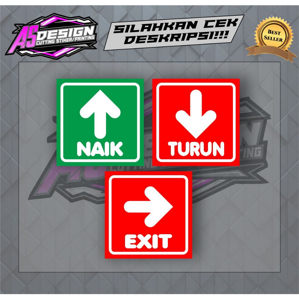 Jual Sticker Panah Tulisan Naik Turun Tangga Penanda Jalan | Shopee ...