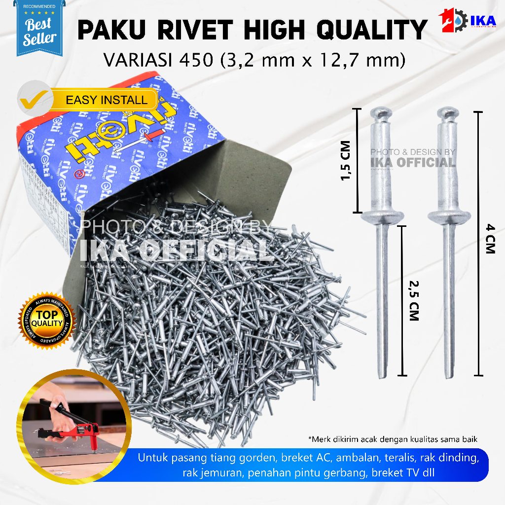 Jual Paku Blind Rivet SIP Brand/ AP / Nichie Paku rivet ripet 1 kotak ...
