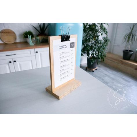 Jual Stand menu display/Papan Menu/pajangan menu kayu A5/wood sign ...