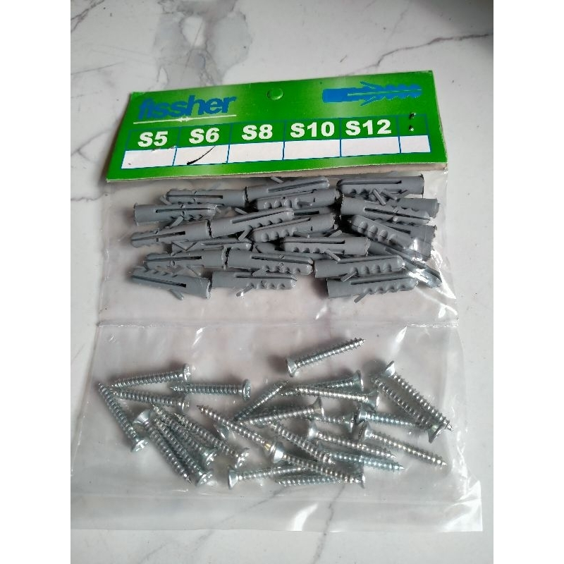 Jual MURAH Sekrup Bor Tembok S6 S8 & BAUT Fisher Sekrup Set | Shopee Indonesia