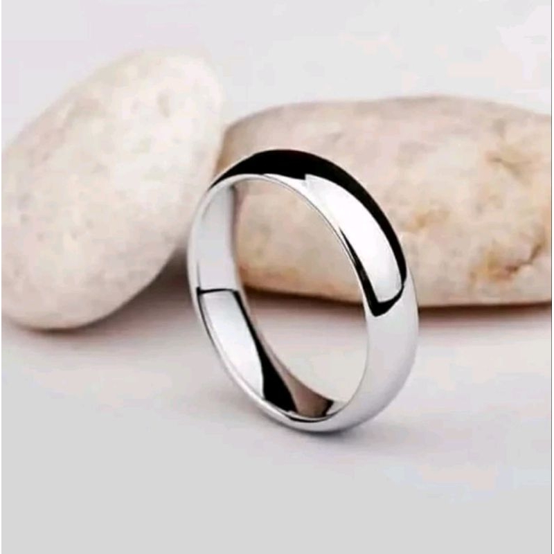 Jual Cincin polos bulat Warna silver stainless (cembung) | Shopee Indonesia