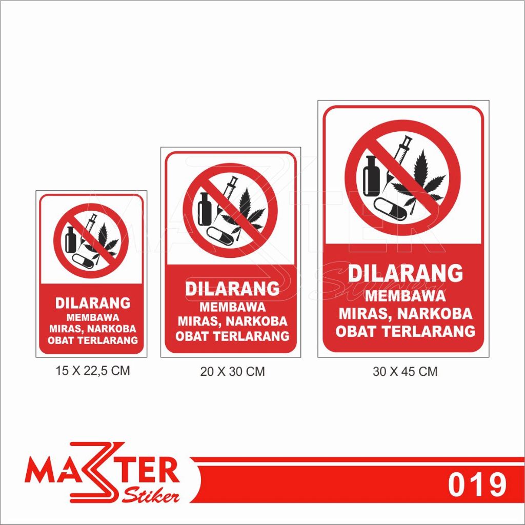 Jual 019 - Stiker Dilarang Membawa Miras, Narkoba, dan Obat Terlarang ...